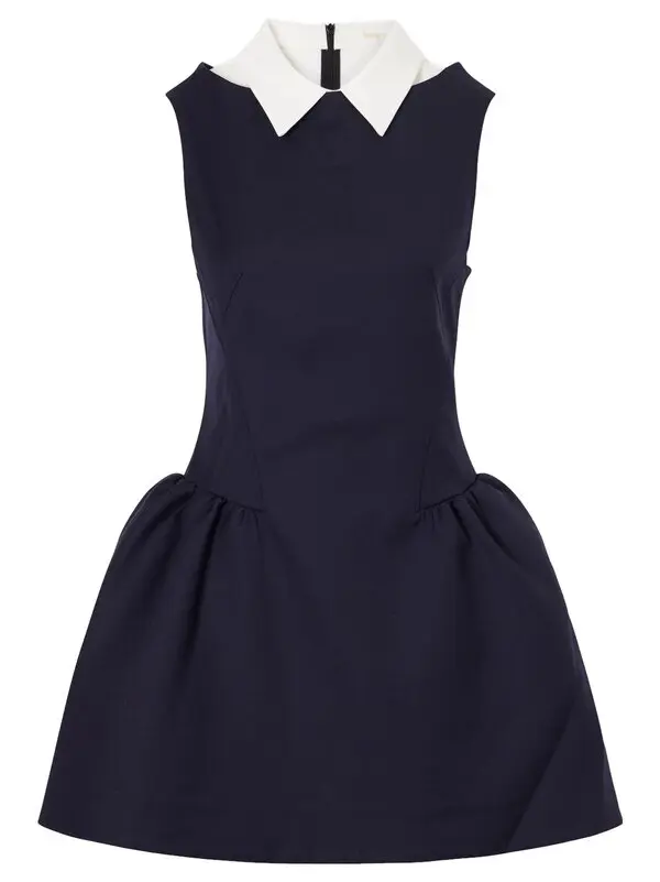 SHUSHU/TONG Patchwork Wool Mini Dress - Blue