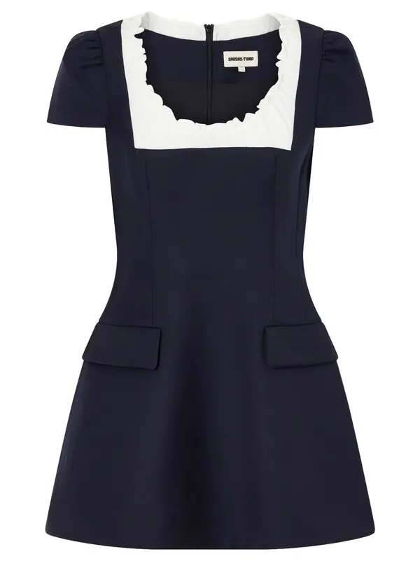 SHUSHU/TONG Scalloped Trim Mini Dress - Blue
