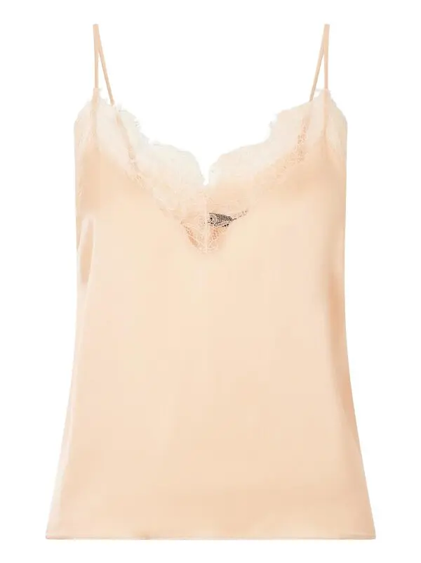 ANINE BING Mael Lace-trimmed Silk-blend Blouse - Pink