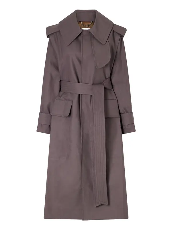 Victoria Beckham Philippa Belted Cotton Trench Coat - Brown