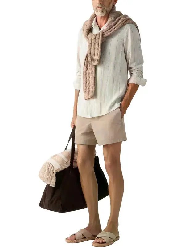 Zegna Striped Silk Shirt - Neutrals