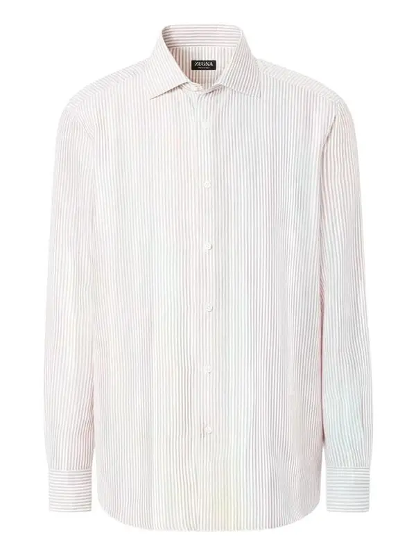 Zegna Striped Silk Shirt - White
