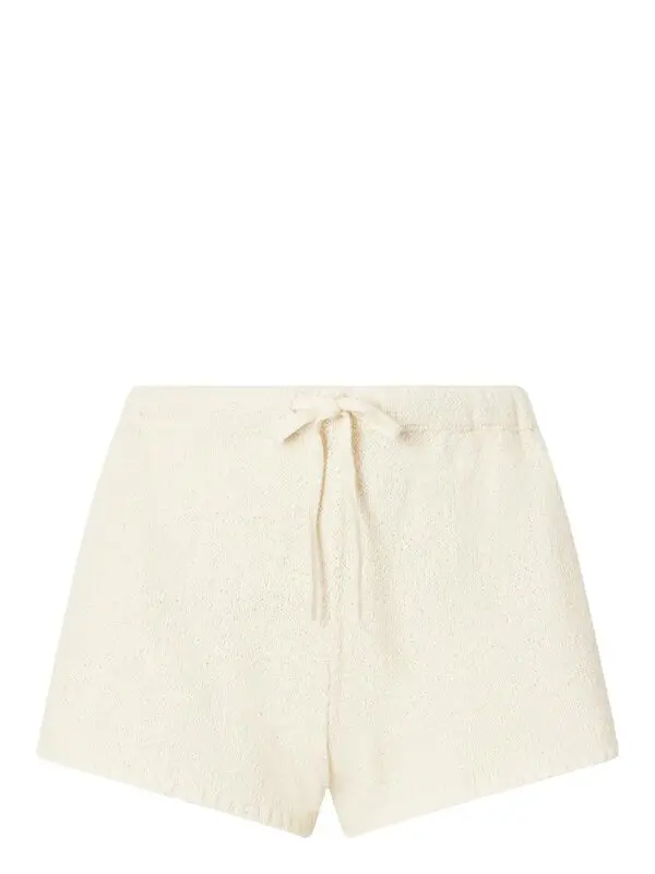 Suzie Kondi Cotton-bouclé Drawstring Shorts - Neutrals