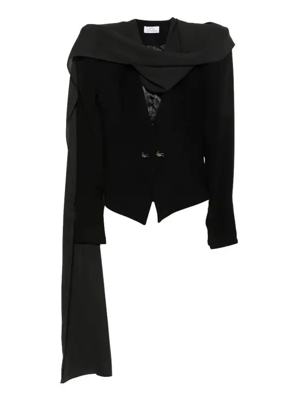 VESTIAIRE D'UN OISEAU LIBRE Bird-pin Jacket With Draped Collar - Black