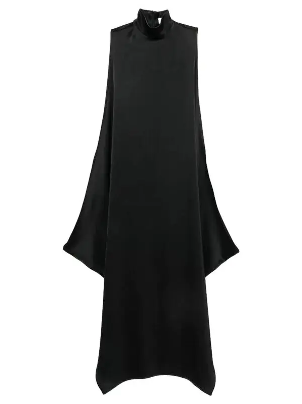 VESTIAIRE D'UN OISEAU LIBRE Satin High Neck Side-cutout Midi Dress - Black