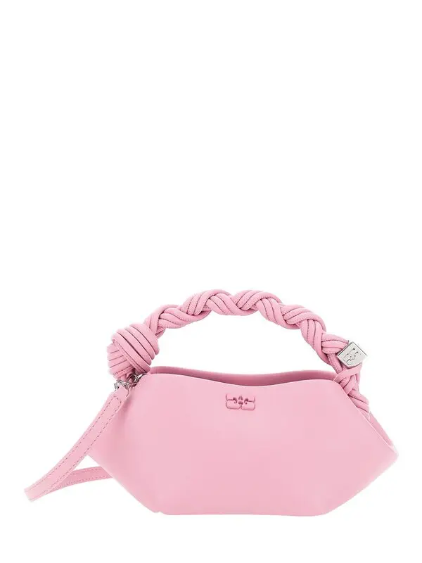 GANNI Pink Leather Blend Handbag With Butterfly Plaque - Multicolor