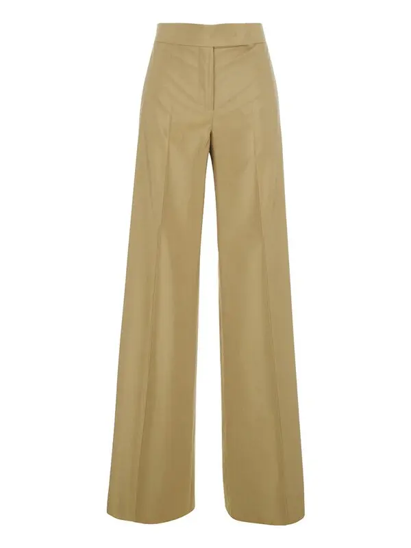 Max Mara Beige Wool And Silk Pants With Piped Pockets - Multicolor