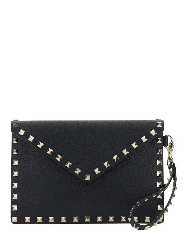 Valentino Garavani Medium Flat Pouch Rockstud Vitello Stampa Alce - Multicolor