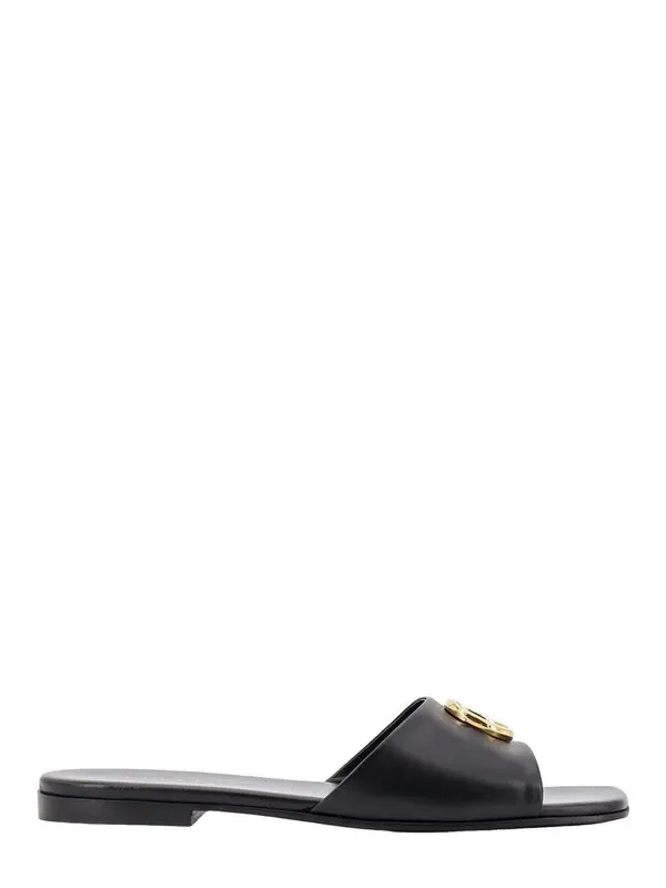 Gucci Slide Sandals With Metal Gg Logo - Multicolor