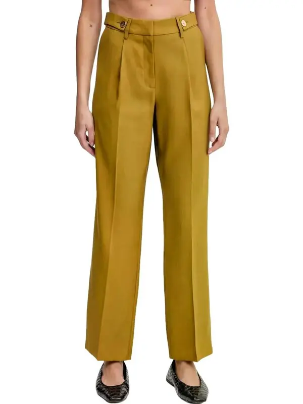 MORGAN Button Detail Pleated Trousers - Yellow