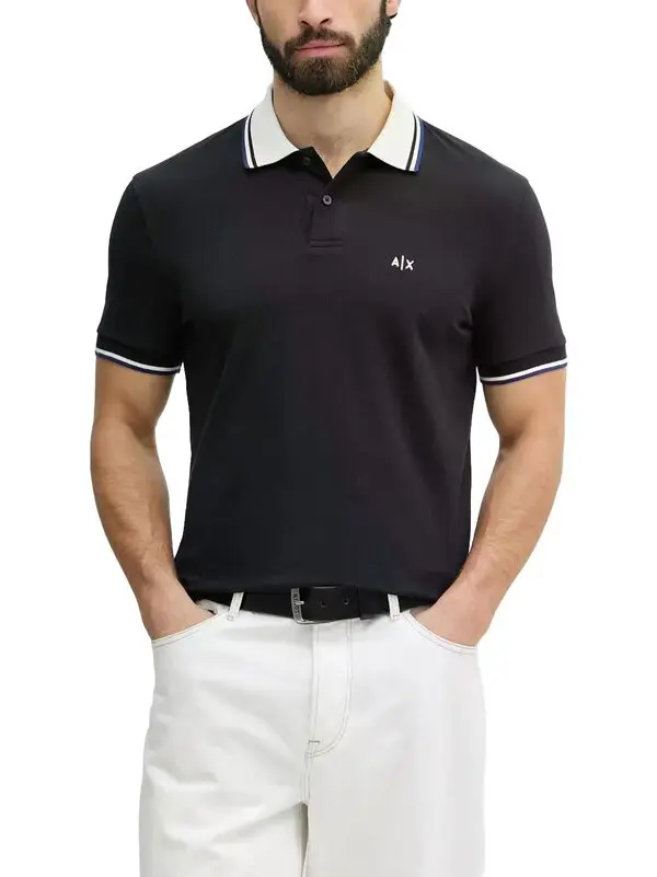 Armani Exchange Logo-print Piqué Polo Shirt - Blue