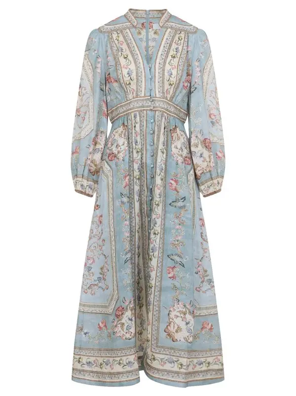 Zimmermann Roselight Plunge Midi Dress - Multicolor