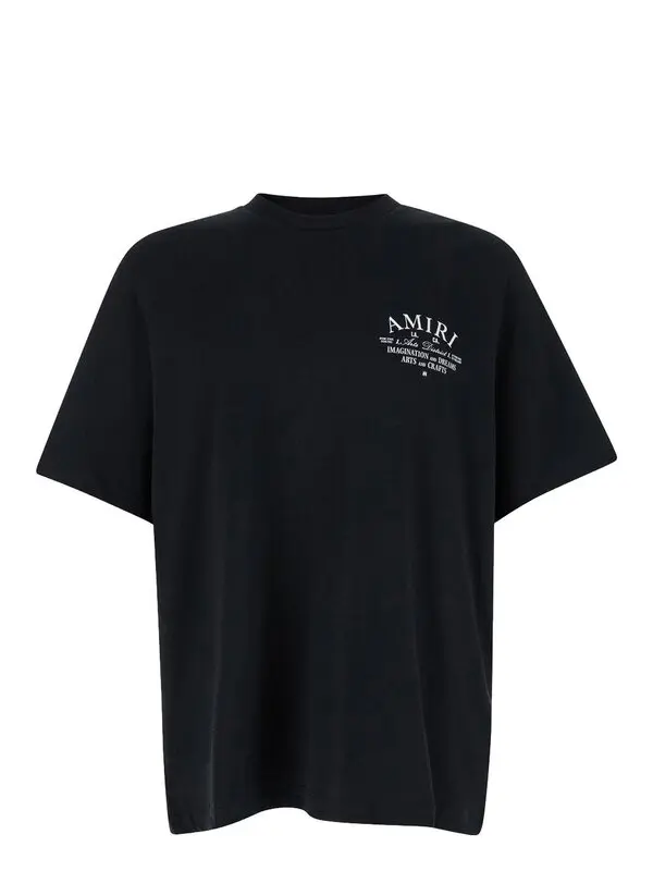 Amiri Crewneck T-shirt With Arts District Logo Print In Cotton - Black