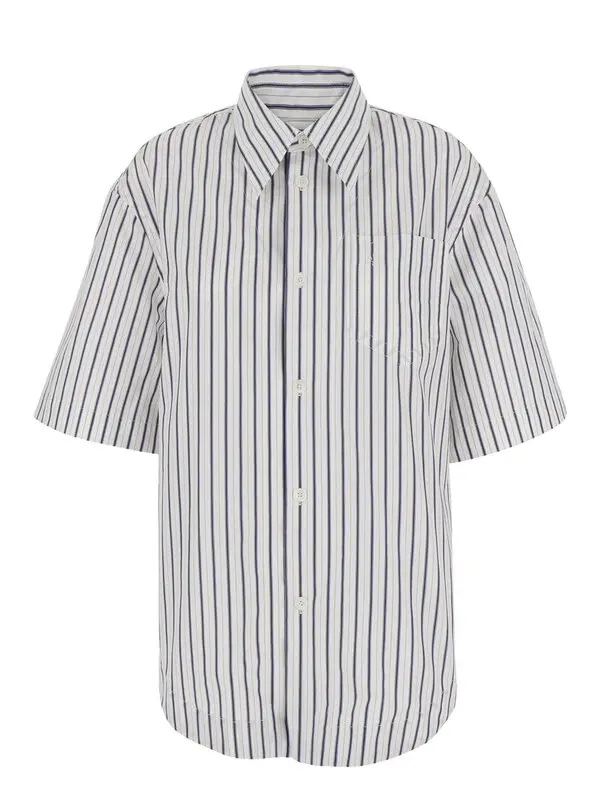 AMI Paris Striped Cotton Shirt With Classic Collar - Multicolor