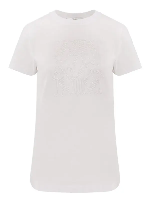 Max Mara Giovane Cotton T-shirt With Rhinestone Logo - Multicolor