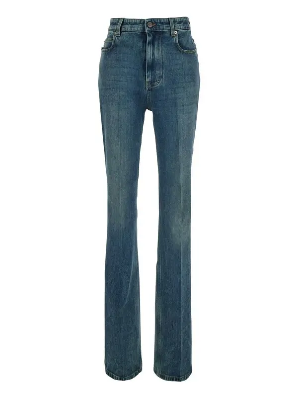 Balenciaga High-waisted Straight Leg Jeans With Back Logo Patch - Multicolor