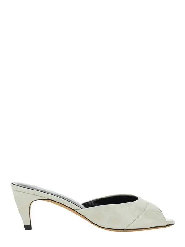 JUDE Cave Mule Cream Croc Embossed Leather - Multicolor