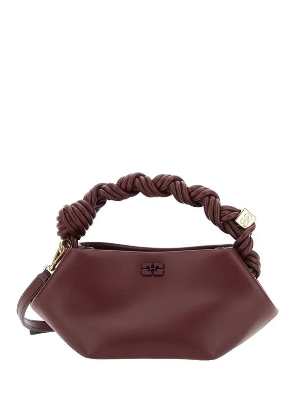 GANNI Leather Handbag With Braided Handle - Multicolor