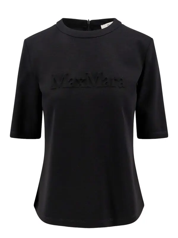 Max Mara Wool T-shirt With Embossed Logo - Multicolor