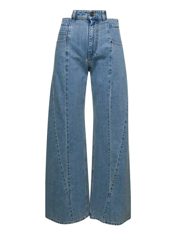 MAISON MARGIELA Asymmetrical Wide Leg Denim Jeans - Multicolor