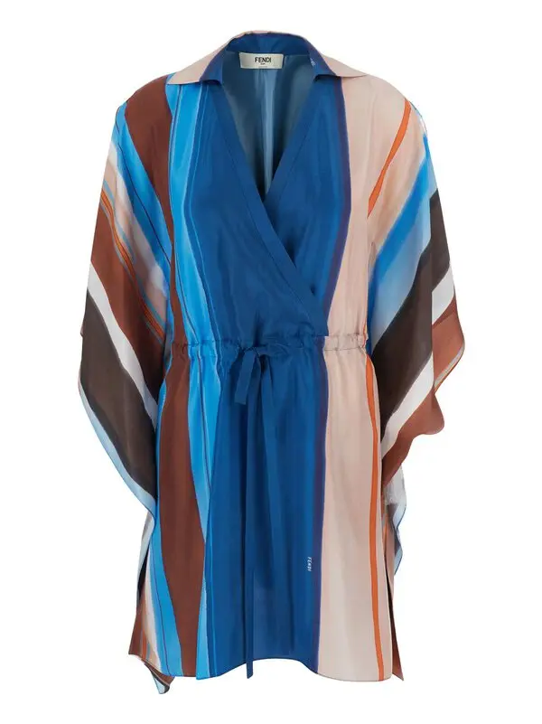 Fendi Silk Short Dress With Striped Motif - Multicolor