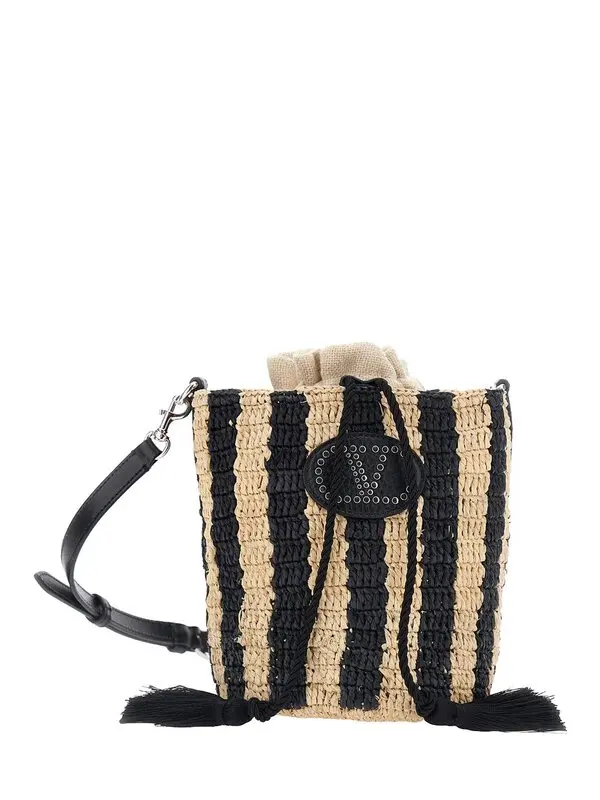 Valentino Garavani Small Crochet Raffia Bucket Bag - Cream