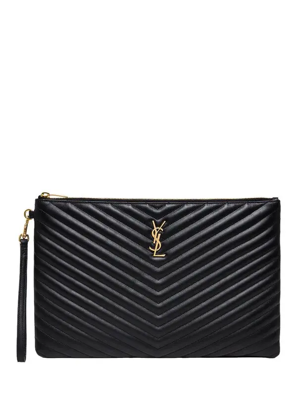 Saint Laurent Jolie' Chevron Leather Pouch - Multicolor