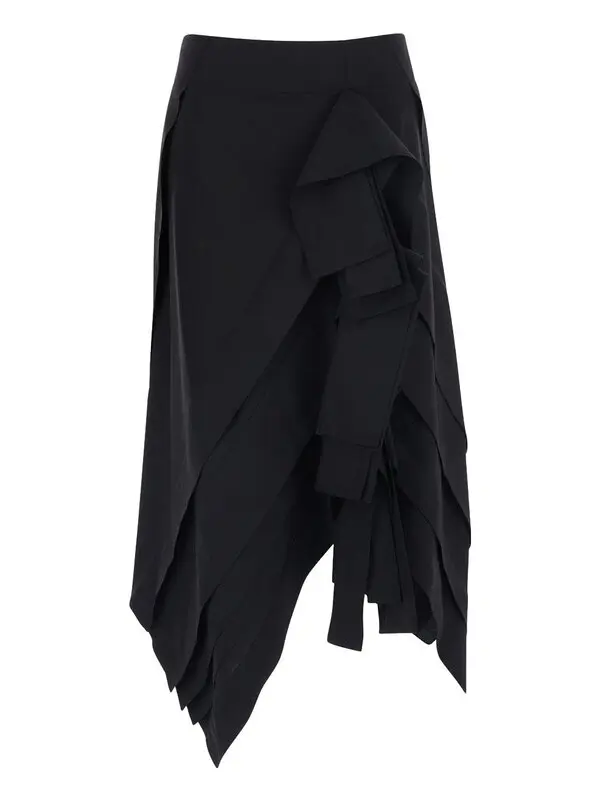 Bottega Veneta Wool Midi Skirt With Ruffle Detail - Multicolor