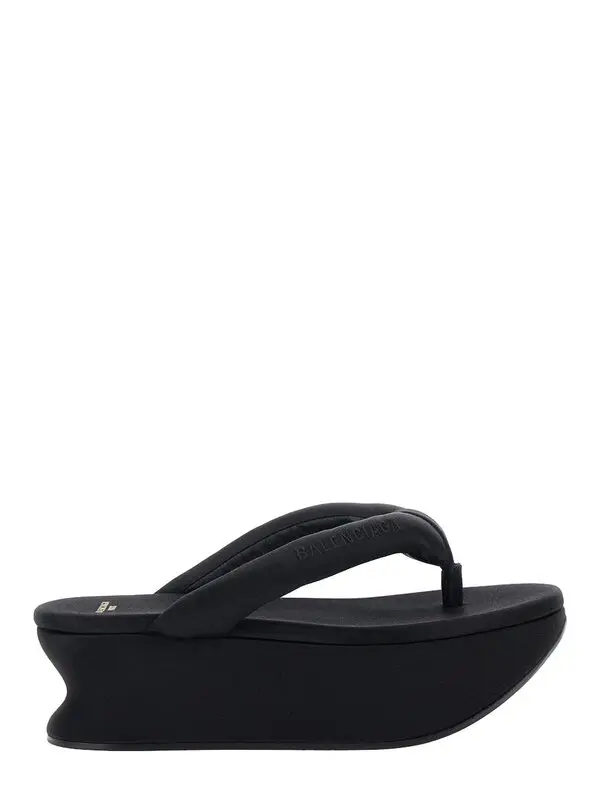 Balenciaga Black Viscose Blend Wedges With Thong Design - Multicolor