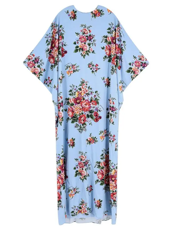 Dolce & Gabbana Long Charmeuse Dress With Mazzo Di Fiori Print - Multicolor