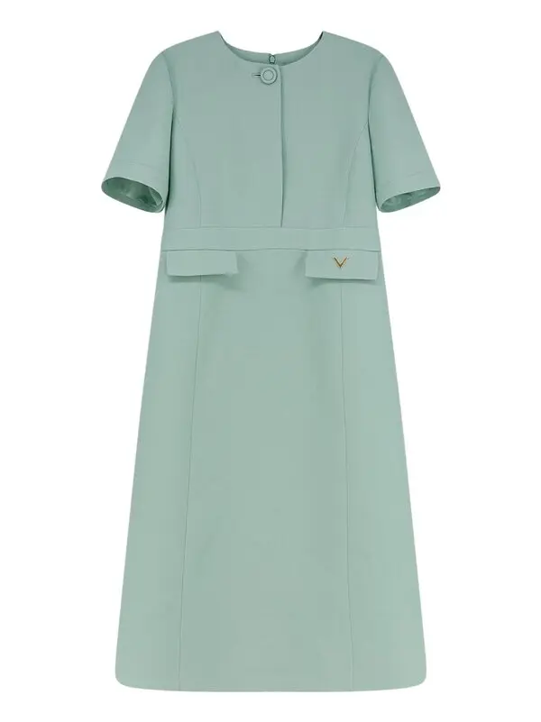 Valentino Garavani Crepe Couture Midi Dress With Gold V Detail - Multicolor