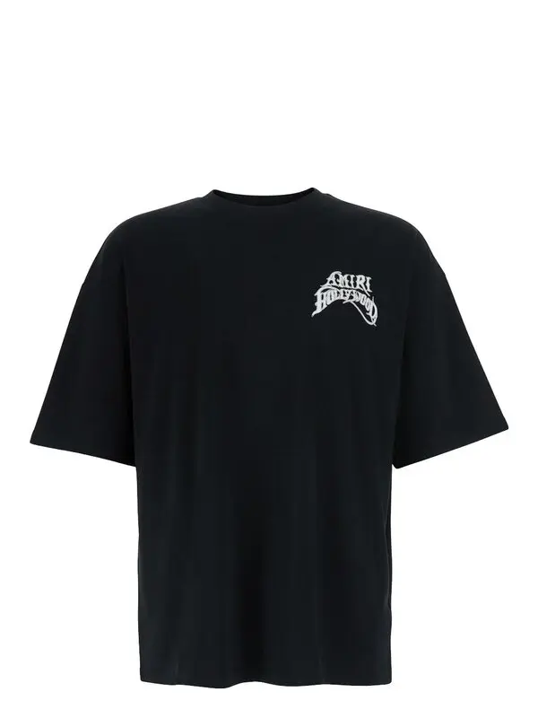 Amiri T-shirt With Round Neck And Logo On The Front In Cotton For - Black