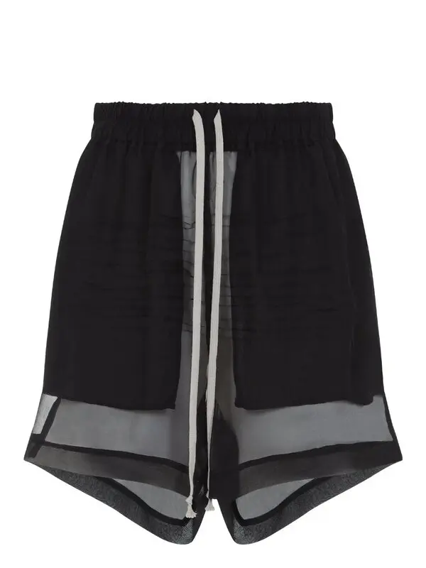 Rick Owens Silk Chiffon Drawstring Shorts - Black