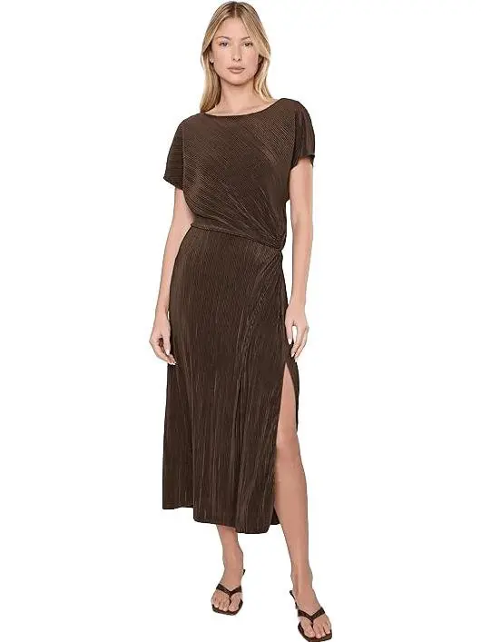 Vince Directional Pleated Twist Dress - Olive