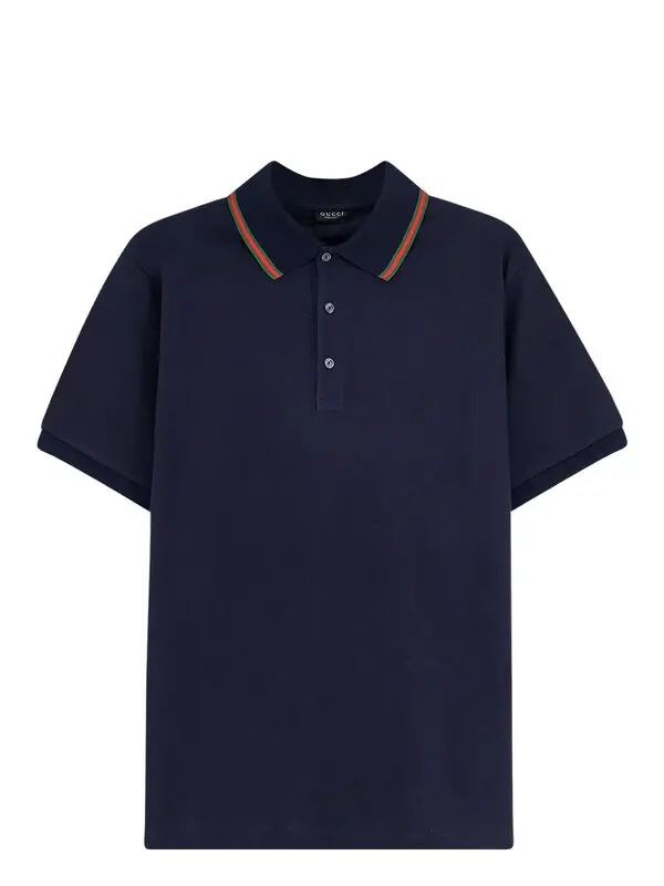 Gucci Cotton Polo With Nastro Web Detail On The Collar - Multicolor