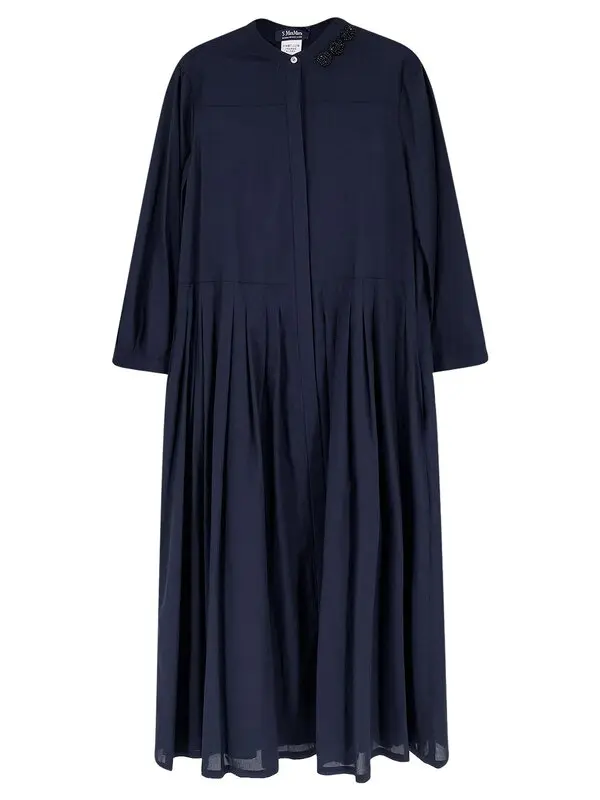 Max Mara Cotton Long Dress With Jeweled Appliques - Multicolor