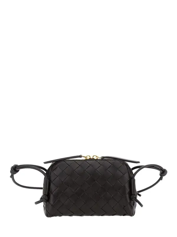 Bottega Veneta Suede Crossbody Bag With Intreccio Motif - Brown