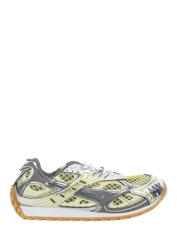 Bottega Veneta Orbit Lace Up Sneakers Technical Fishnet - Cream