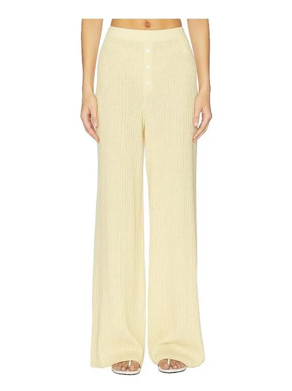 Guest In Residence Ribbed Knit Cashmere Linen Blend Pants - Butter