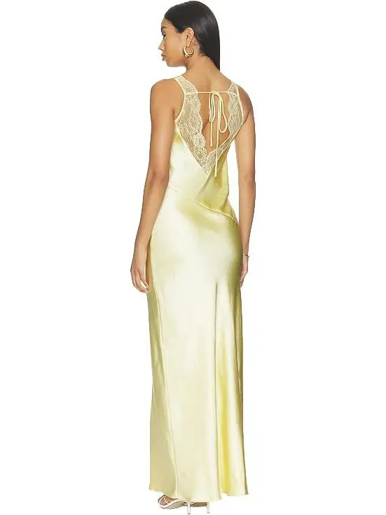 4TH & RECKLESS Penelope Satin Maxi Dress - Lemon