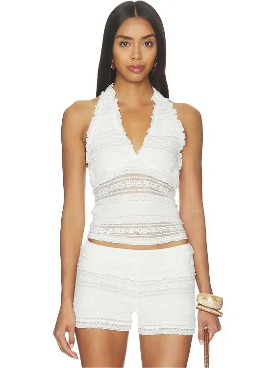Free People X Intimately Fp Flirty Frills Halter Top - Clean Ivory