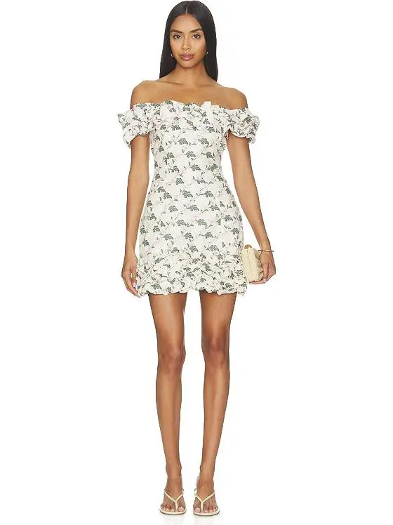 Agua Bendita Off-the-shoulder Printed Mini Dress - Multicolor