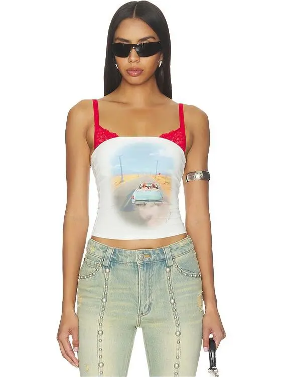 MARKGONG Loveride Retro Print Tube Top - White