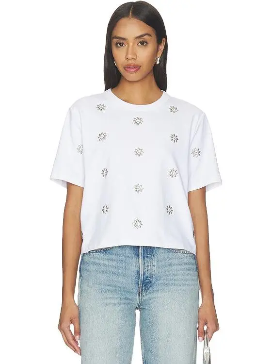 Veronica Beard Embellished Cotton Jersey T-shirt - White