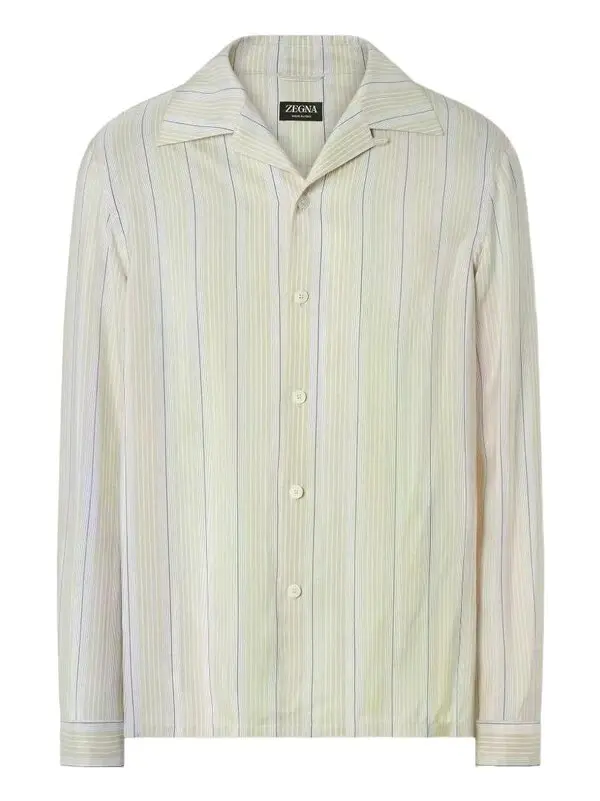 Zegna Striped Silk Shirt - Neutrals