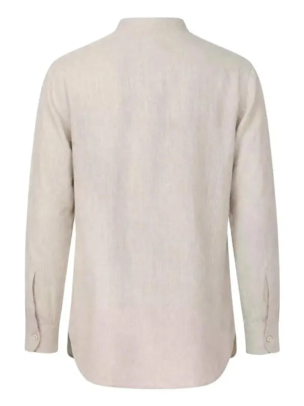 Eleventy Linen Stand-up Collar Shirt - Neutrals