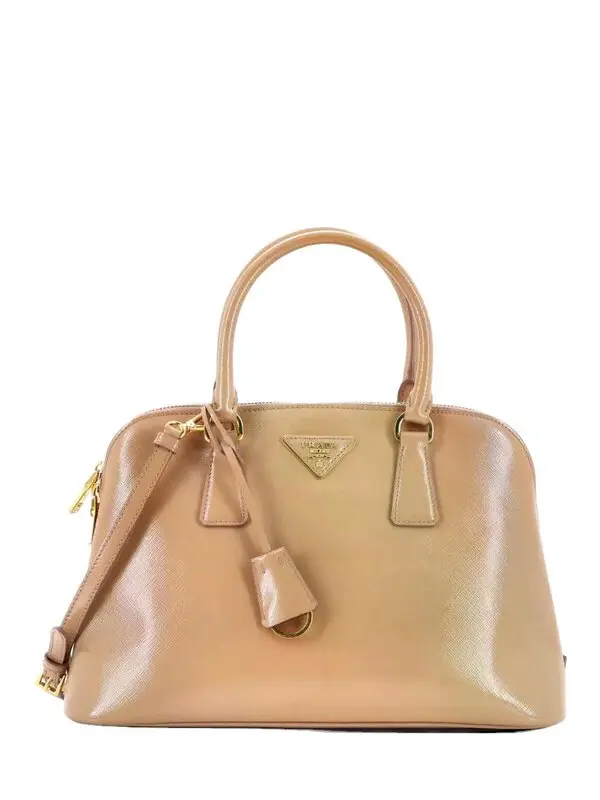 Prada Vernice Saffiano Leather Medium Satchel - Brown