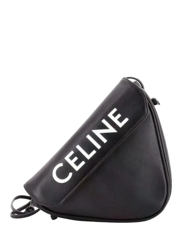 Celine Small Triangle Bag In Leather - Black