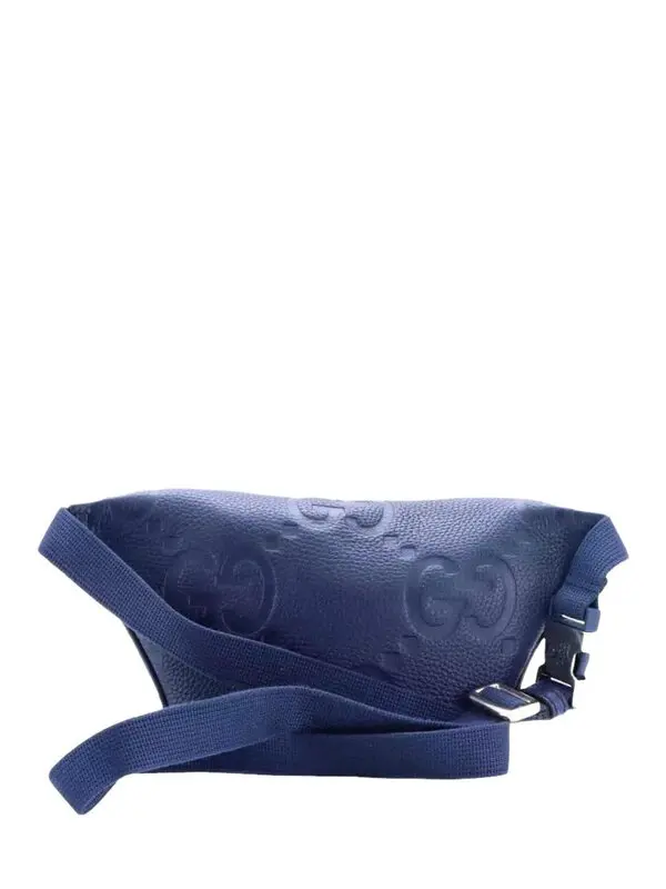 Gucci Jumbo Gg Embossed Leather Small Belt Bag - Blue