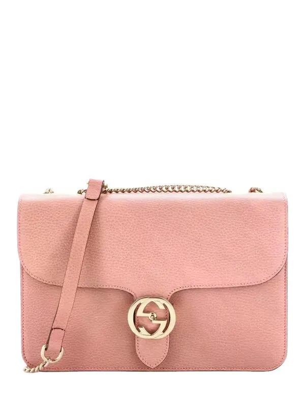 Gucci Interlocking Leather Medium Shoulder Bag - Pink